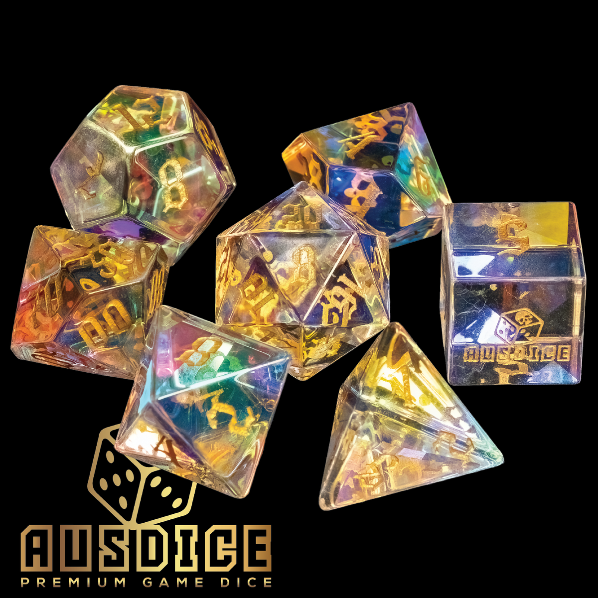 Translucent Crystal Polyhedral Dice Set – Ausdice