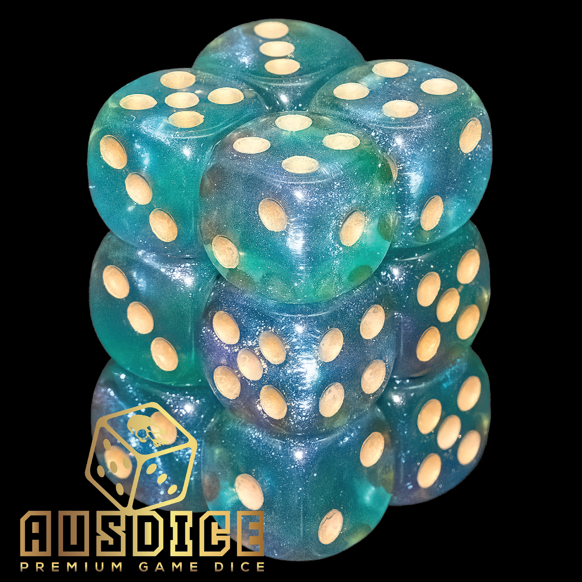 Ausdice D6 16mm Iridescent Galaxy 12-Dice Set