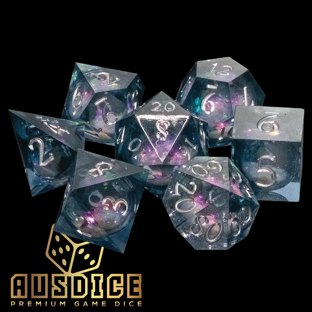 Liquid Core Astral Veil Polyhedral 7-Die Set – Ausdice