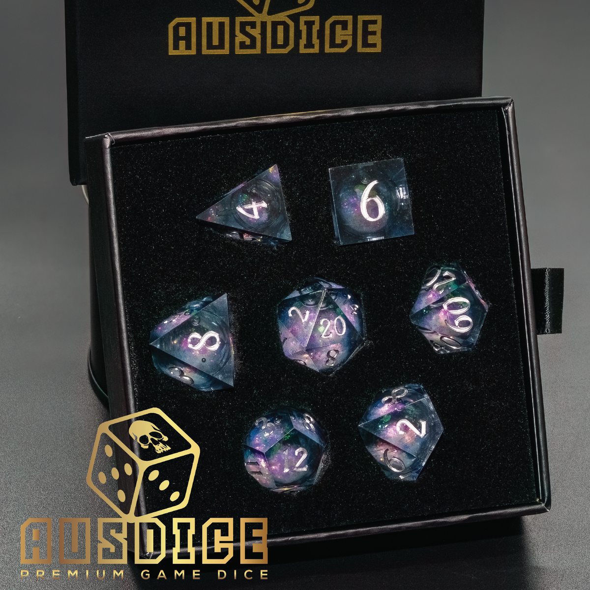 Liquid Core Astral Veil Polyhedral 7-Die Set – Ausdice