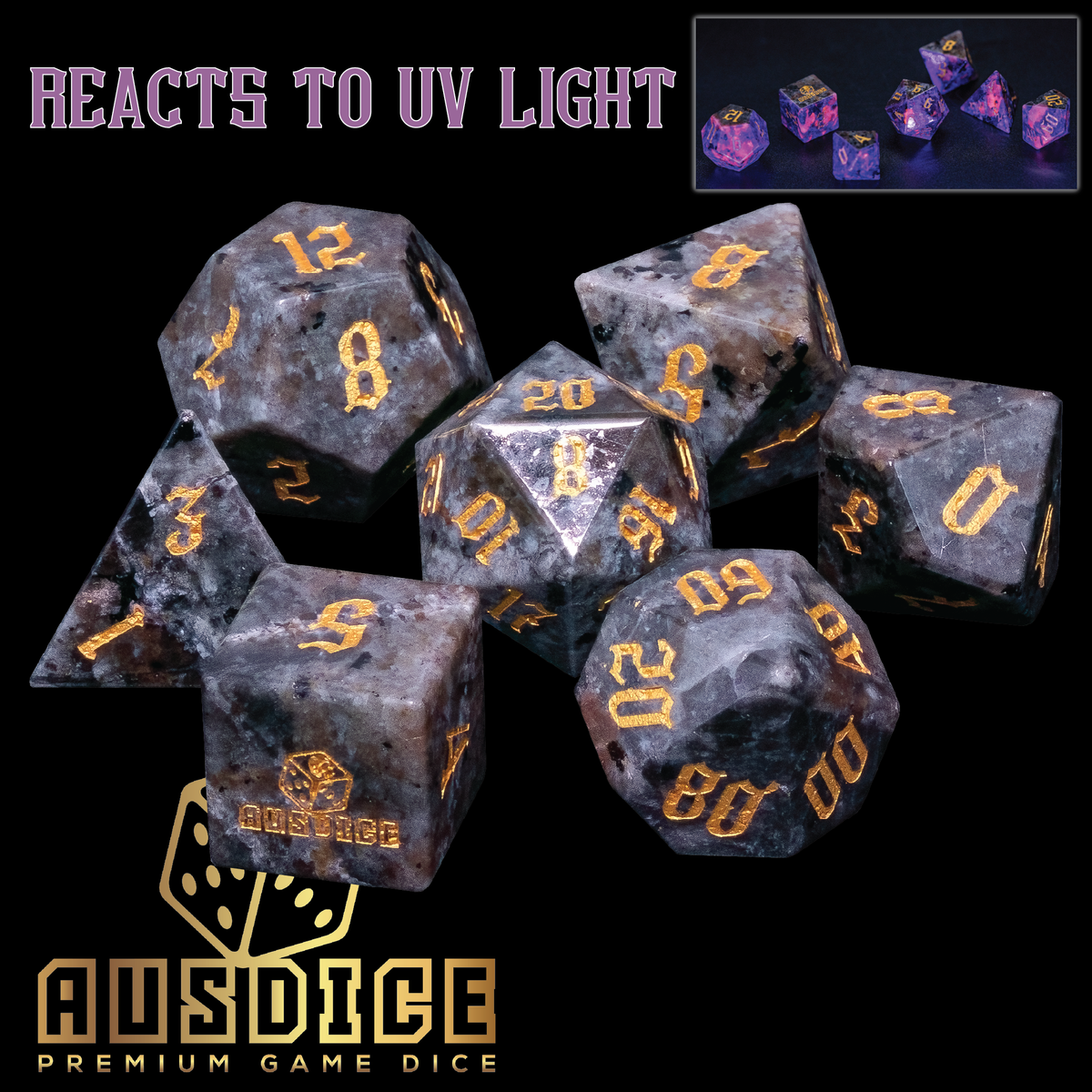 Arcane Embers Gemstone Polyhedral Dice Set – Ausdice
