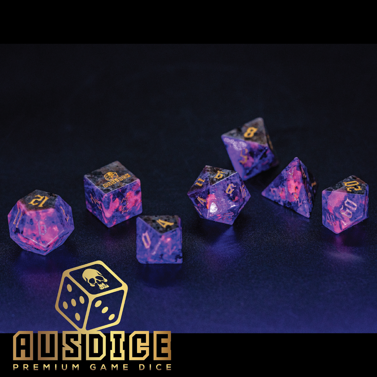 Arcane Embers Gemstone Polyhedral Dice Set – Ausdice