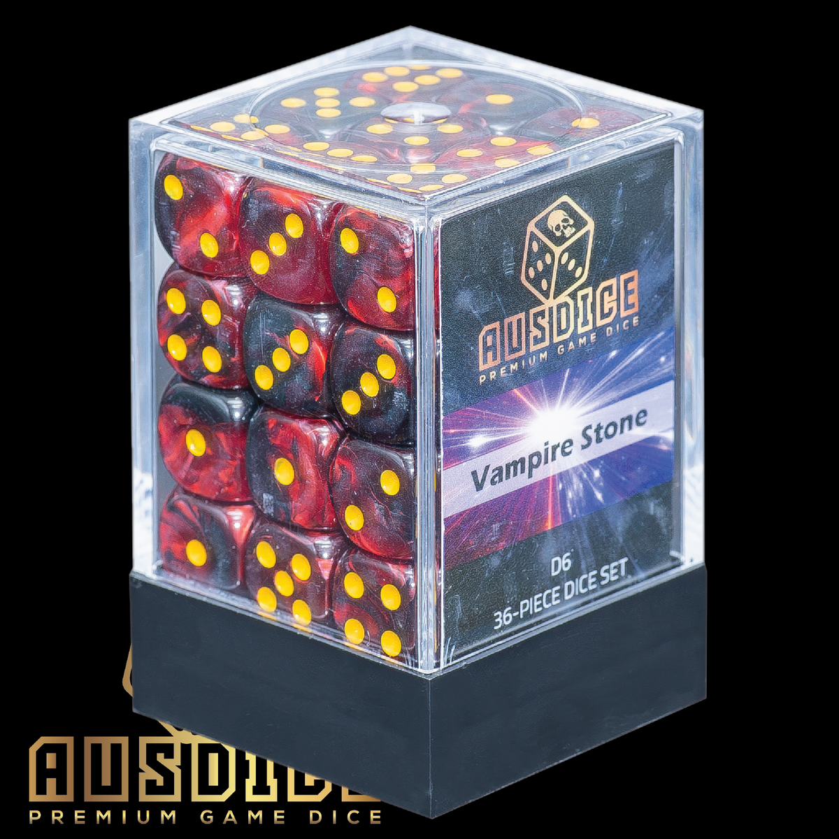 Ausdice D6 12mm Vampire Stone 36-Dice Set