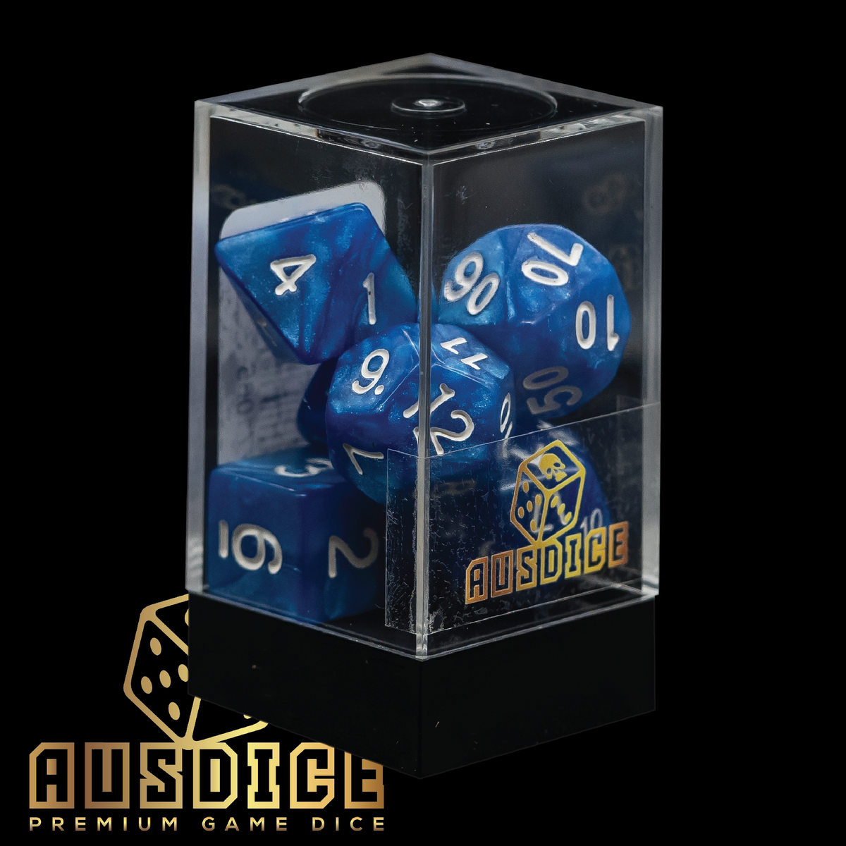 Ausdice Polyhedral Mage Blue Dice Set (7 Dice)