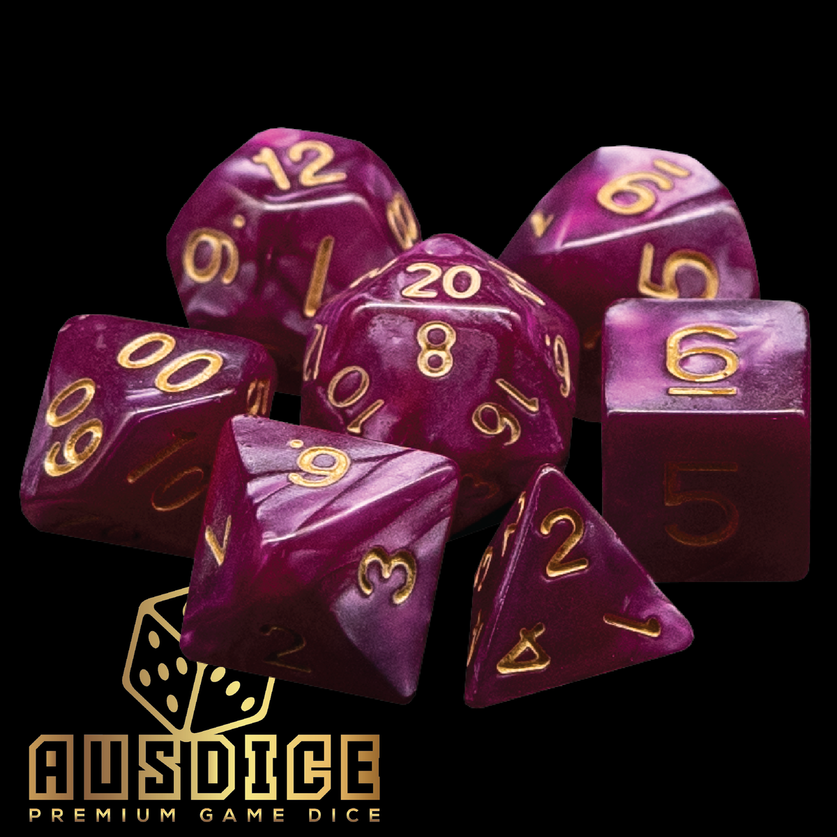 Ausdice Polyhedral Palace Pink Dice Set (7 Dice)